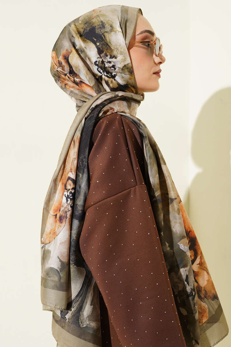 Retro Daisy Şal Haki